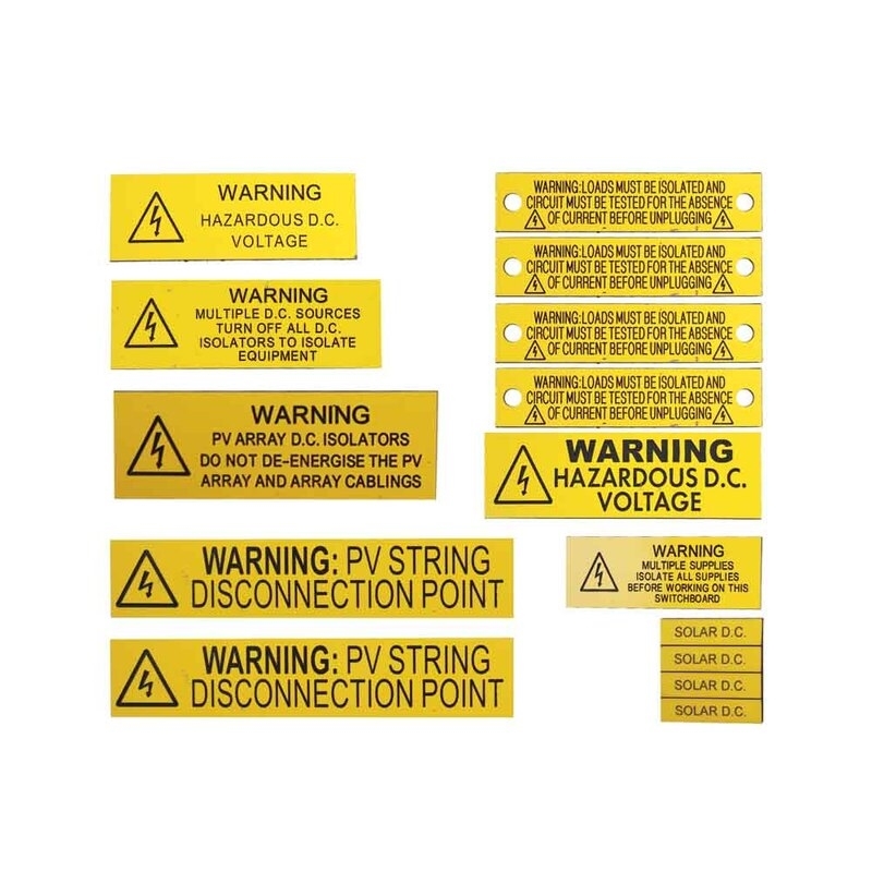 PV Warning Labels Grid Connect Kit (AS/NZS) | KNS09 - ECS NZ