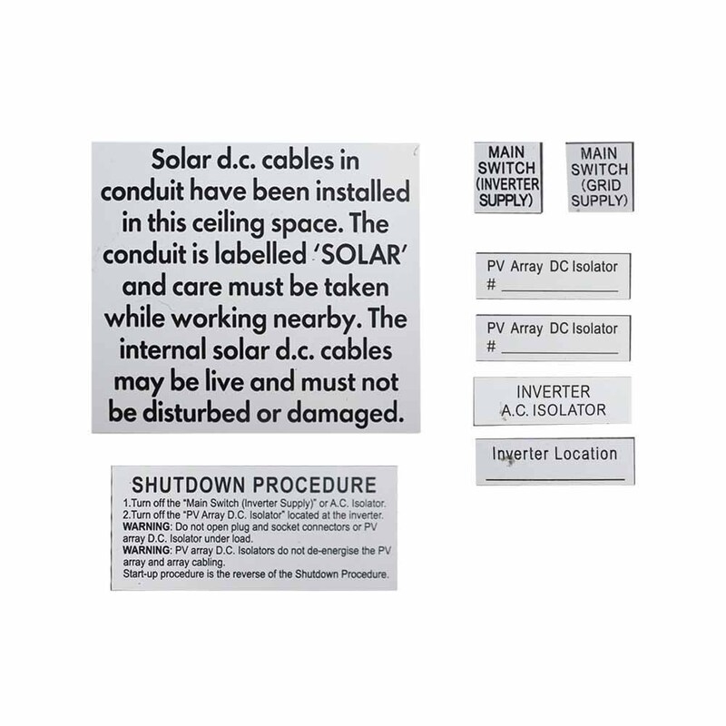 PV Warning Labels Grid Connect Kit (AS/NZS) | KNS09 - ECS NZ